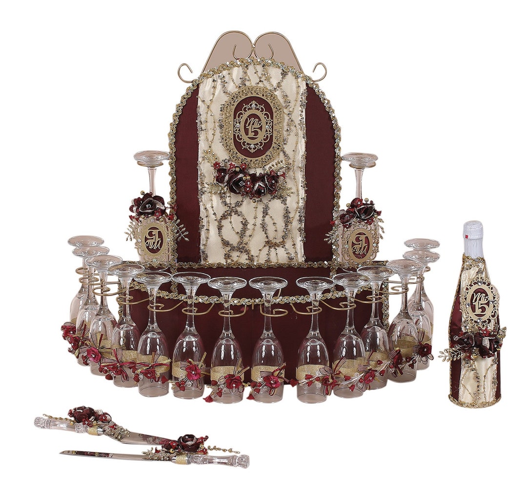 Quinceanera Toasting Set Quince Set Sweet Sixteen Flowers Theme Sweet ...