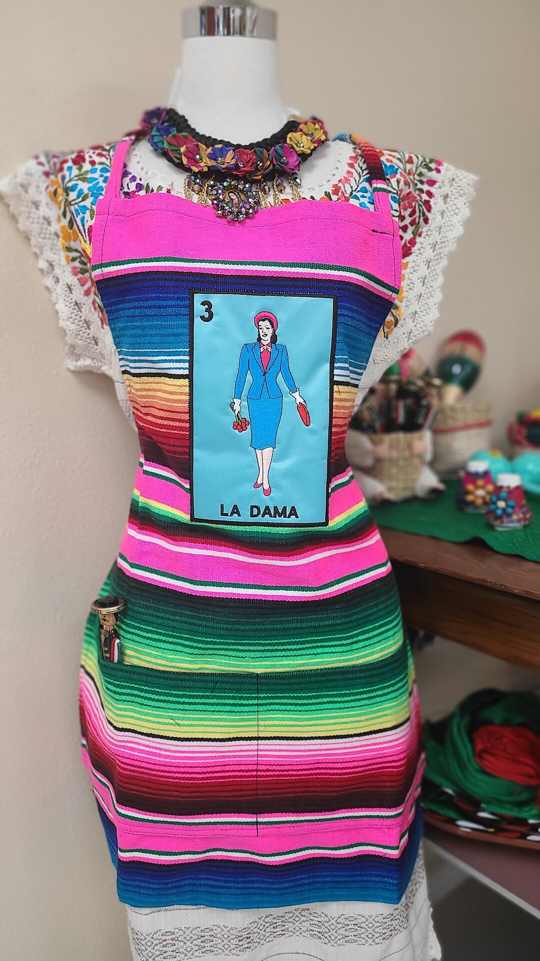 Mandil Tradicional Mexicano Mandil De Sarape Sarape Apron Custom Aprons ...