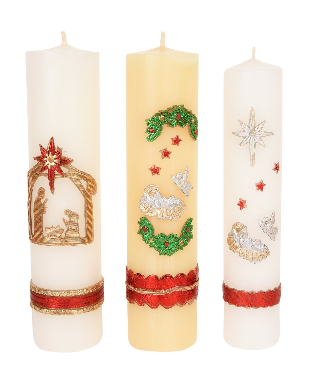 Christmas Candles: Embossed Nativity Decorative Candles - Etsy