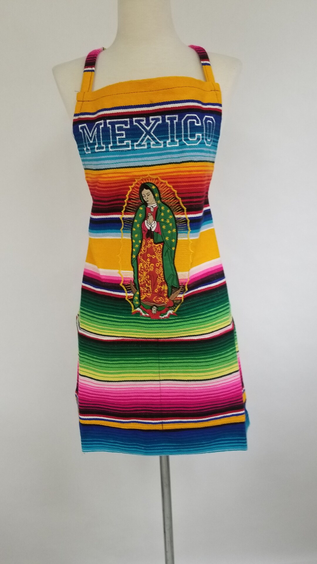 Sarape Apron: Traditional Mexican Mandil With Virgencita - Etsy