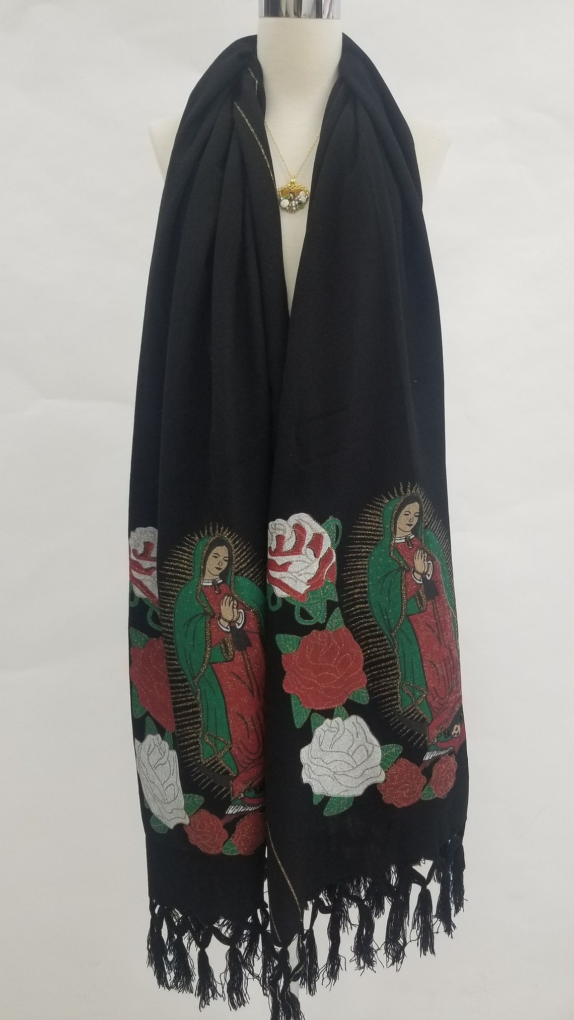 Rebozo Virgen De Guadalupe Chal Mexicano Fiesta Rebozo Hecho a - Etsy