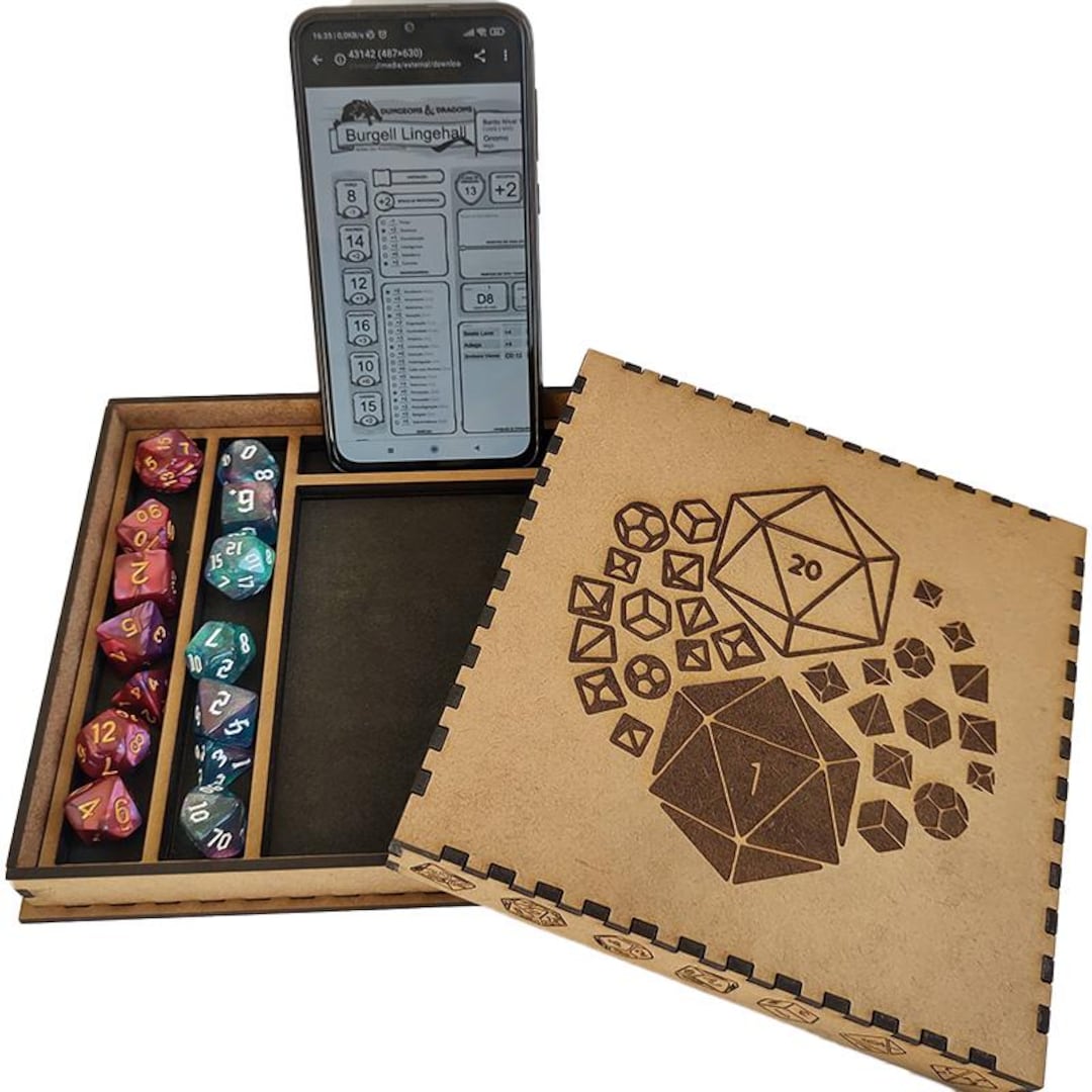 Digital Files for Dice Box With Built-in Phone Holder and Tray Lid ...