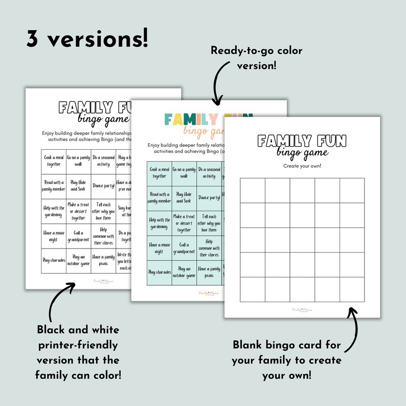 Family Activity Printable | Family Bingo Cards | Printable Family Games ...