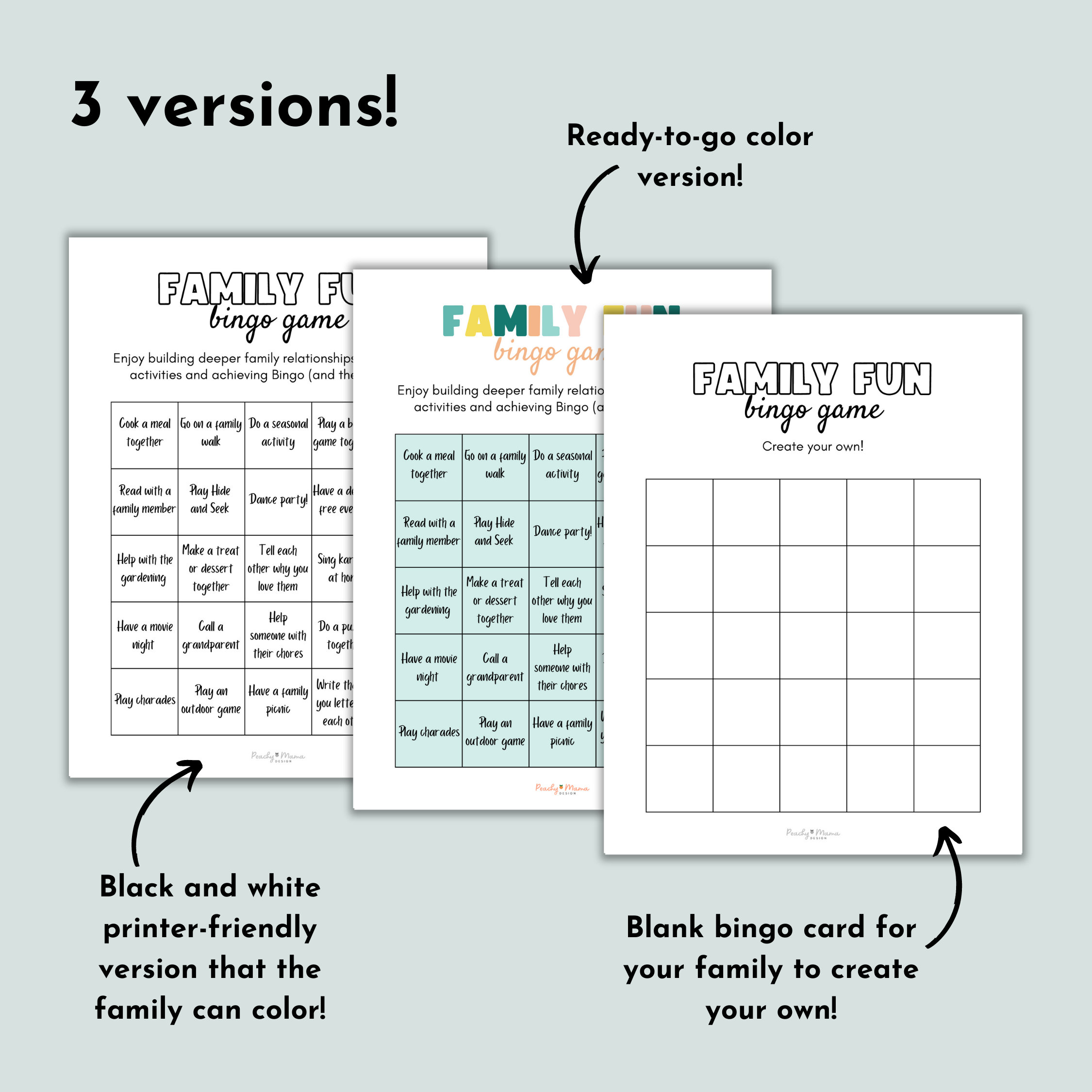 Family Activity Printable | Family Bingo Cards | Printable Family Games ...
