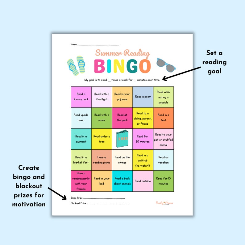 Summer Reading Bingo Printable | Reading Challenge Printable for Kids ...