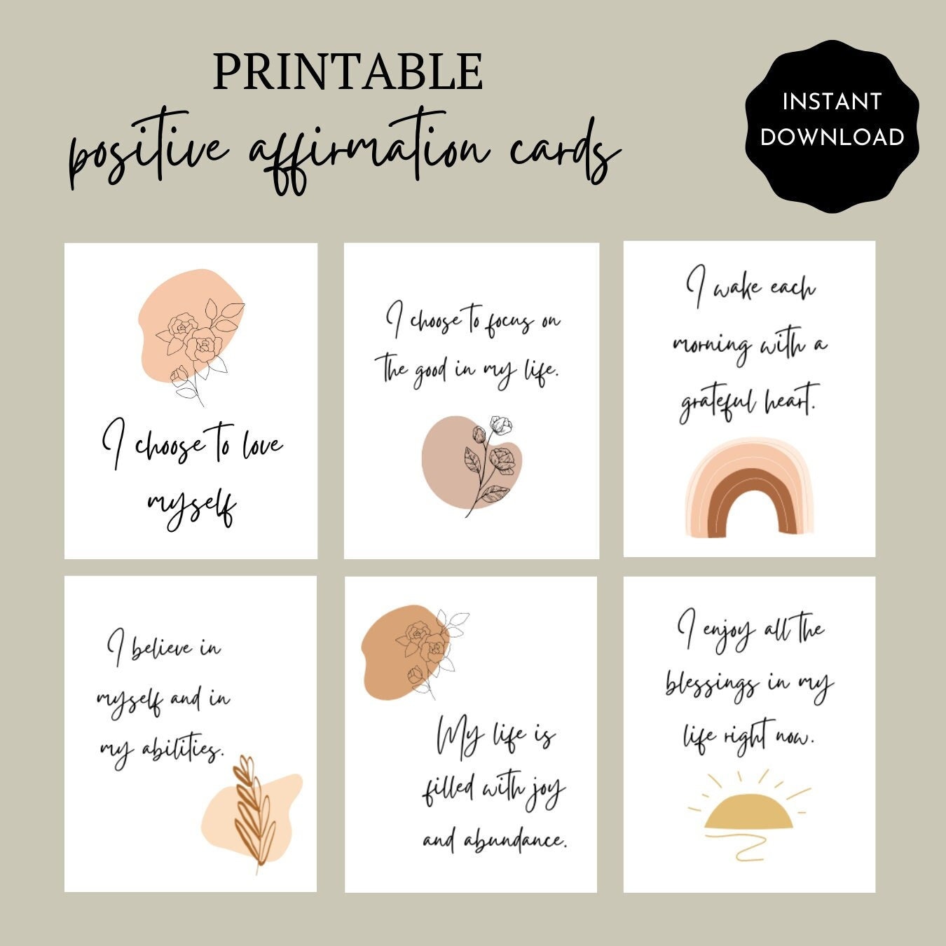 Boho Printable Affirmation Cards | Manifestation Affirmation Cards ...