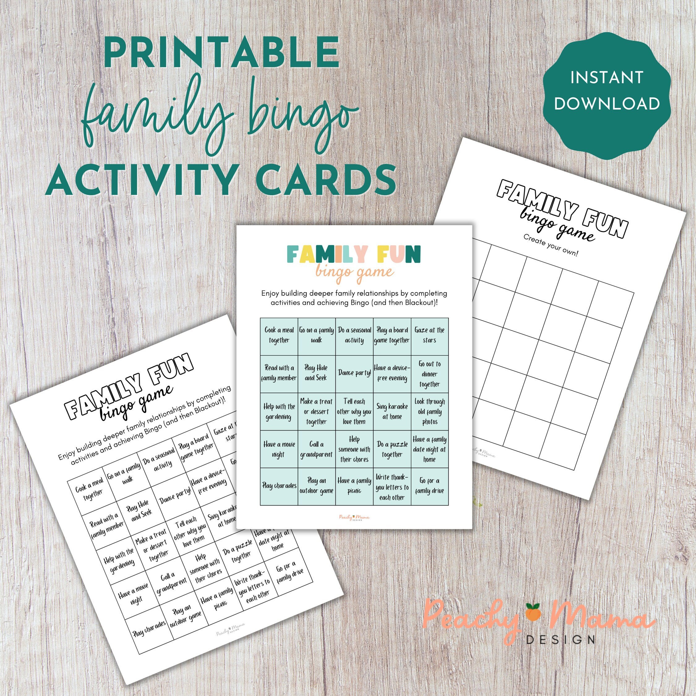 Family Activity Printable | Family Bingo Cards | Printable Family Games ...