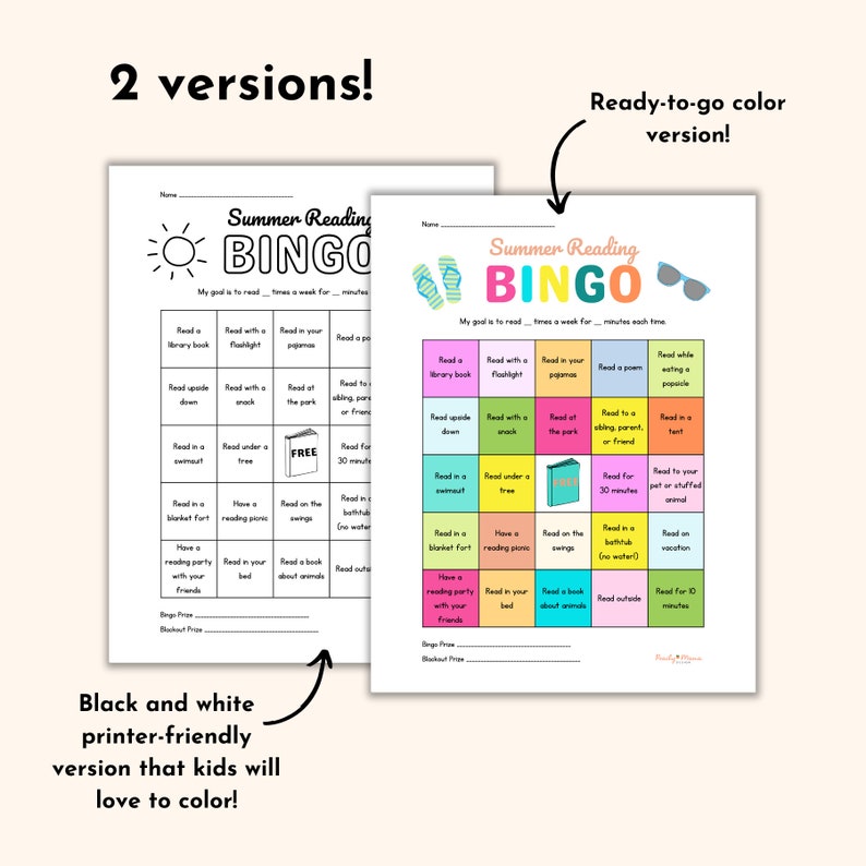 Summer Reading Bingo Printable | Reading Challenge Printable for Kids ...