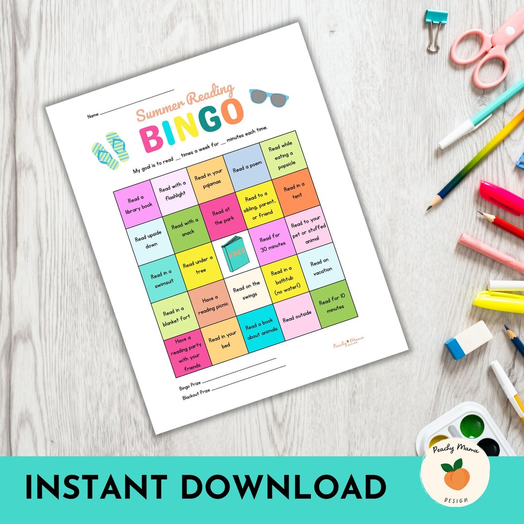Summer Reading Bingo Printable | Reading Challenge Printable for Kids ...