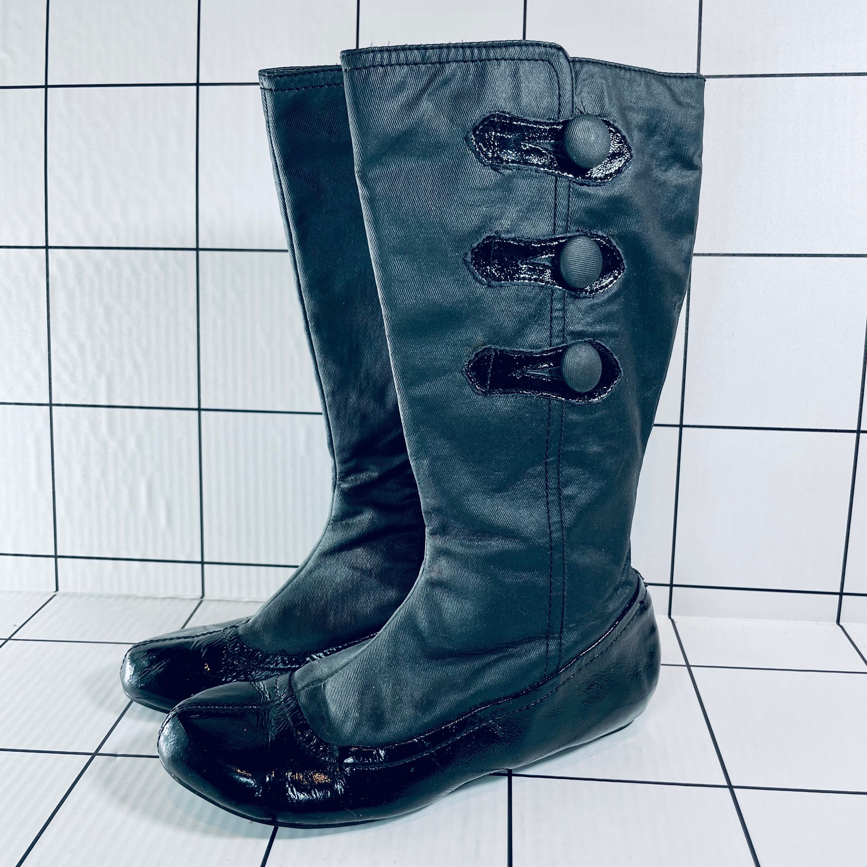 Y2K Steampunk/cosplay Black Spats Boots W9 - Etsy