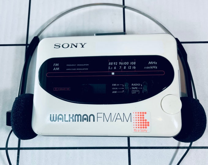 Vintage White Sony Walkman WM-F38 Radio Cassette Player With Headphones ...