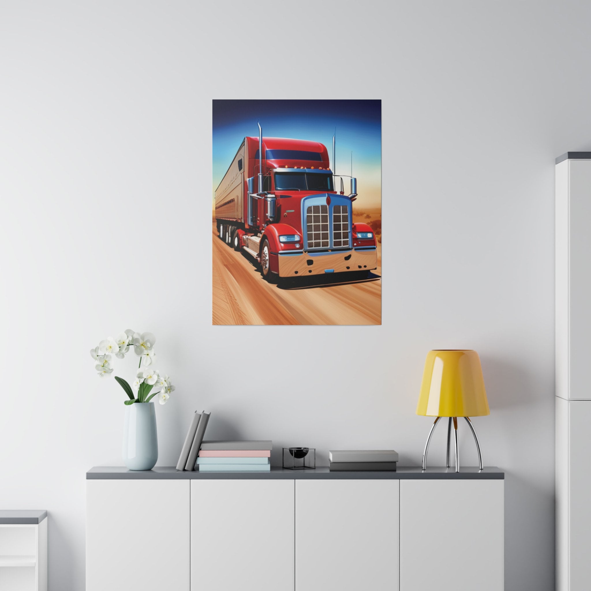 Kenworth Truck in Desert Landscape Painting, Original Digital Artwork ...