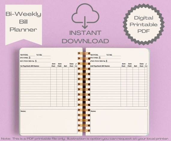 PRINTABLE: Bi-weekly Bill Planner Worksheets 8.5 X 11 Inches - Etsy