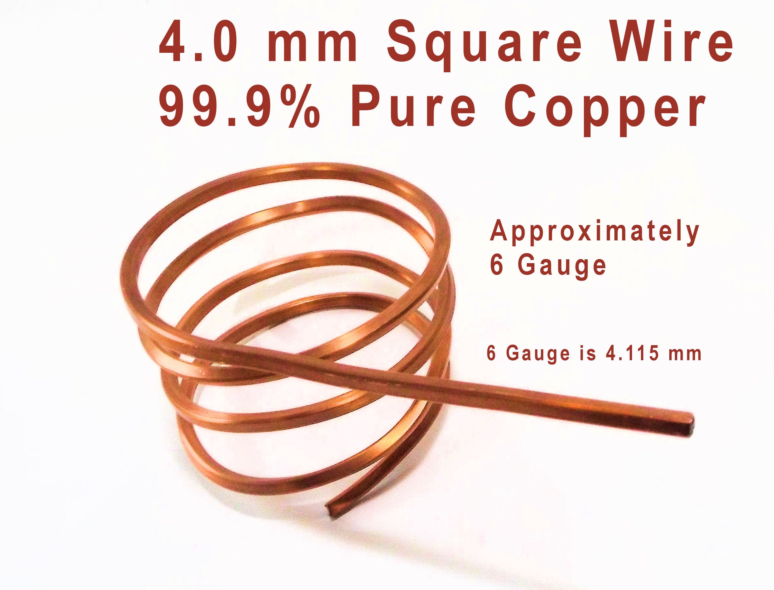 Square Copper Wire 4 Mm 6 Gauge 99.9 % Pure Copper Wire - Etsy