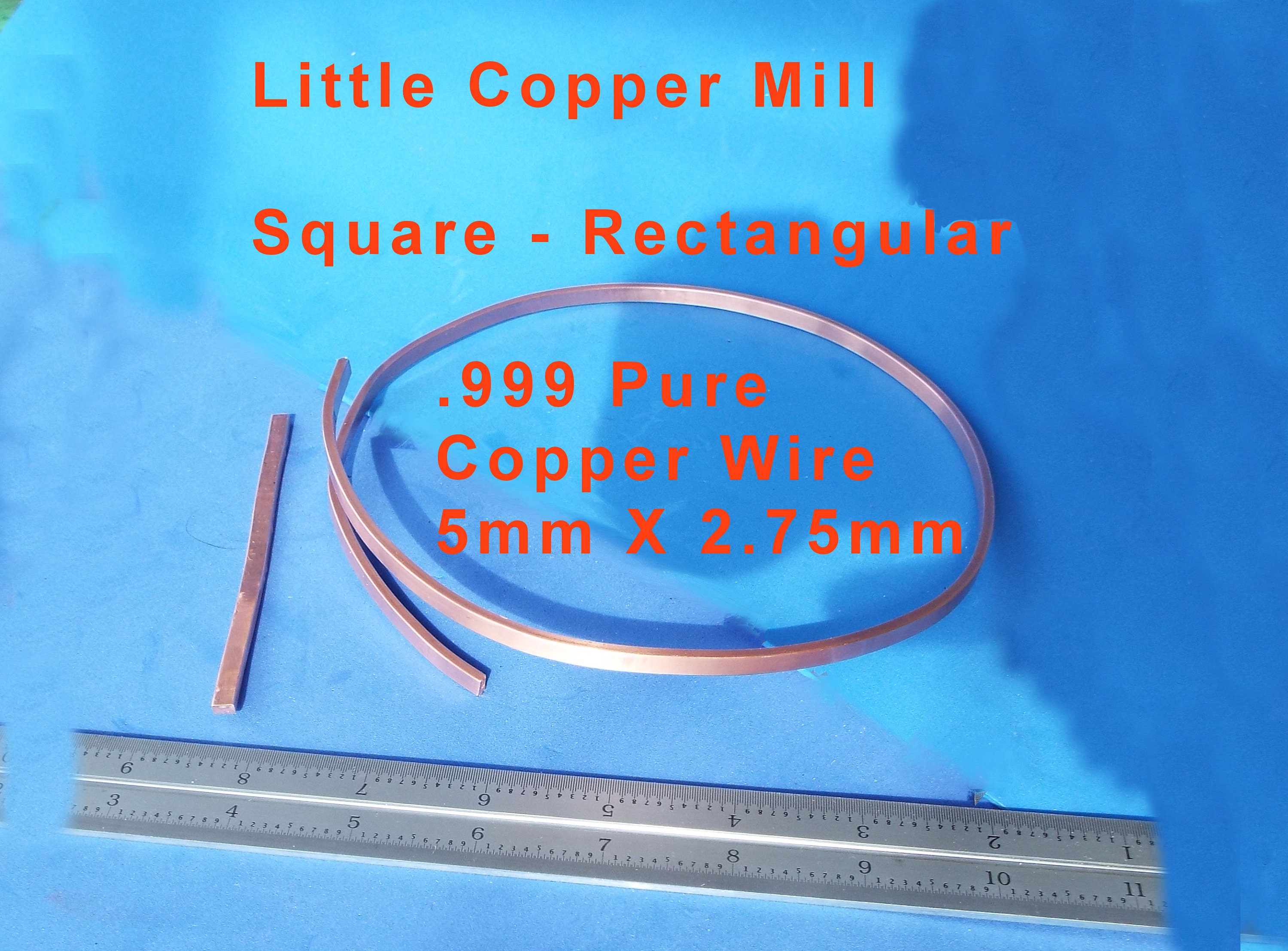 Flat / Rectangular Copper Wire 2.75 Mm Thick 5.0mm Wide 99.9% Copper ...