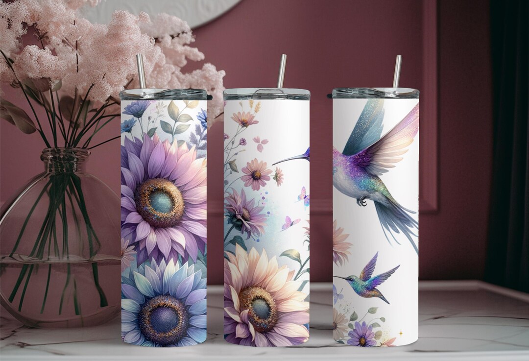 Pastel Hummingbird Floral Personalized Custom Tumbler, Unique ...