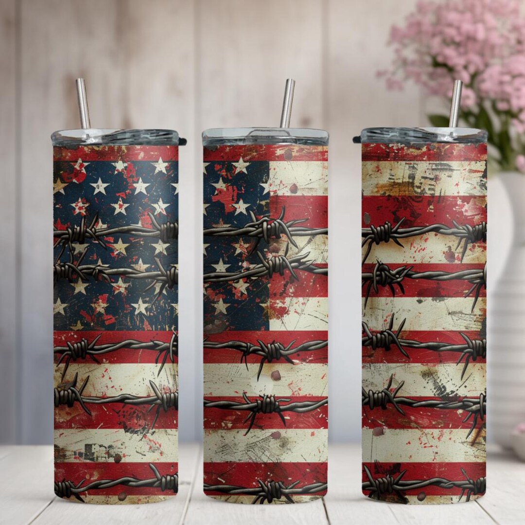 Barbed Wire Distressed American Flag Shuttered American Flag ...