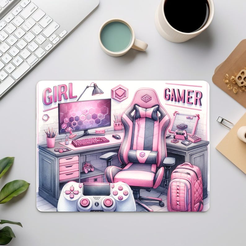 Pink Girl Gamer Mouse Pad: Personalized Game Room Decor - Etsy