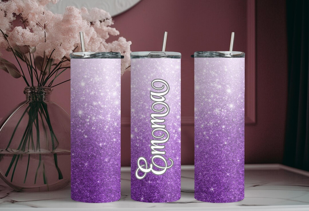Pretty Purple Sparkle Faux Glitter Personalized Custom Tumbler, Unique ...