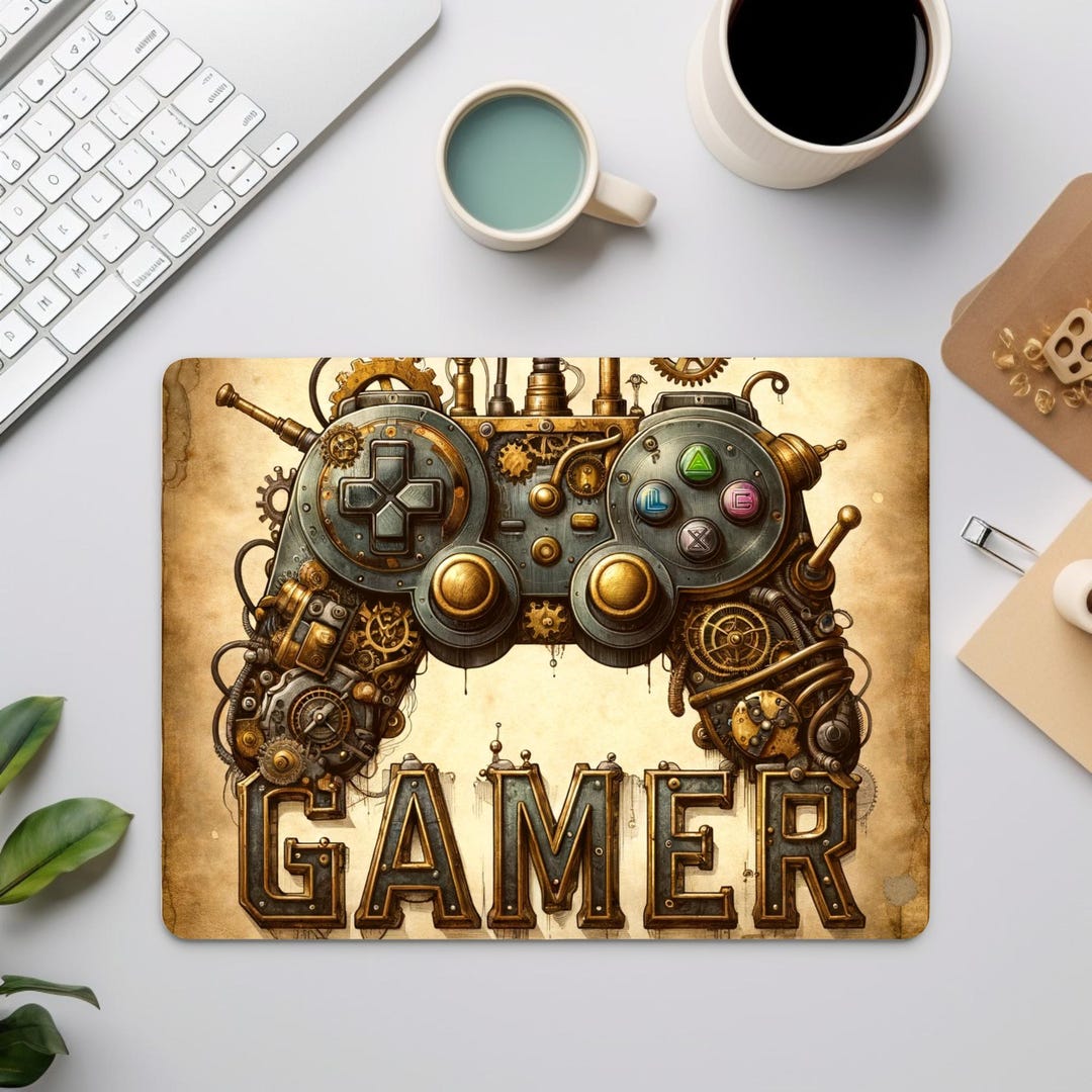 Steampunk Gamer Unique Controller Personalized Mouse Pad, Personalized ...