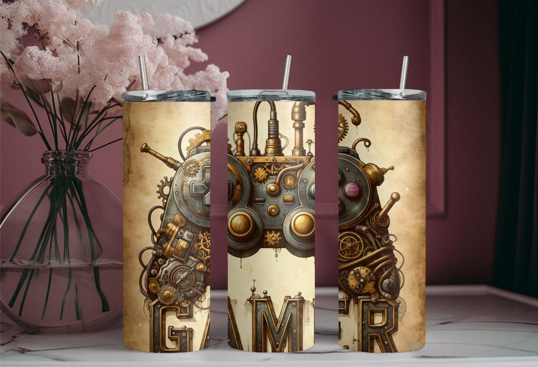 Steampunk Gamer Unique Controller Personalized Custom Tumbler, Unique ...