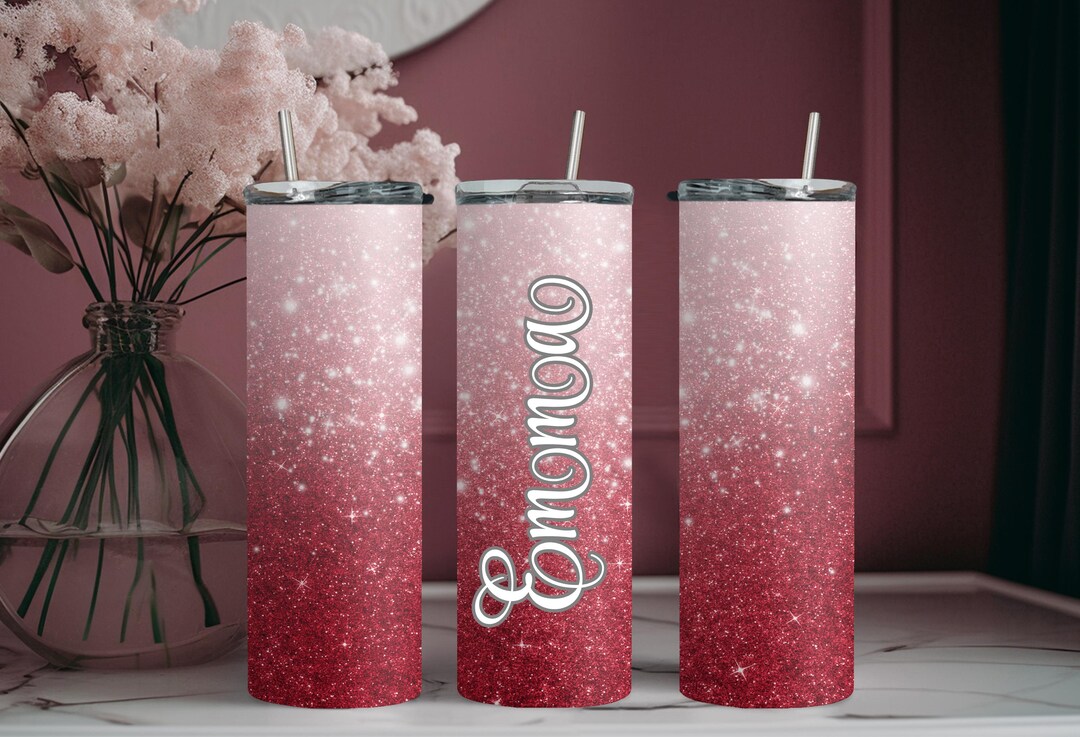 Pretty Ruby Red Sparkle Faux Glitter Personalized Custom Tumbler ...