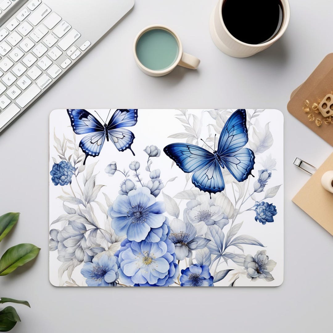 Precious Blue Butterfly Sky Personalized Mouse Pad, Personalized Mouse ...