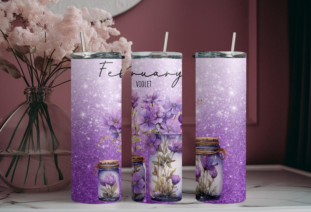 February Floral Birth Month Jars Personalized Custom Tumbler, Unique ...