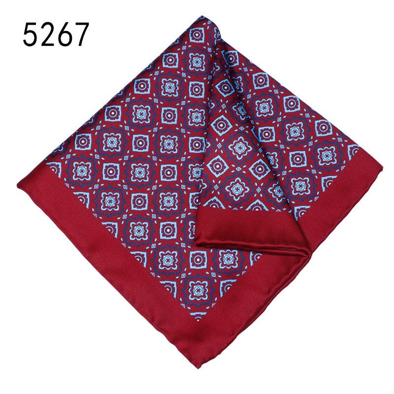 Men's Red Pocket Square, Floral Printed, Wedding Pocket Square, Groom ...