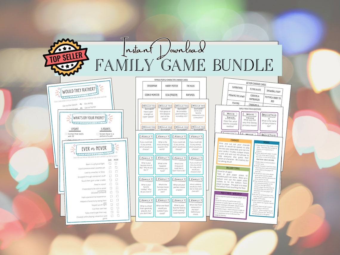 Family Games Game Night Bundle Family Game Night Conversation Starters ...