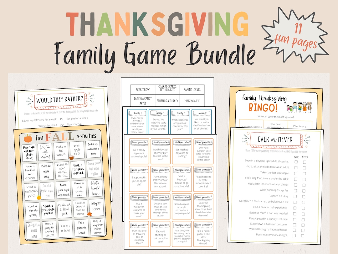 Thanksgiving Family Game Bundle | Family Game Night | Conversation ...