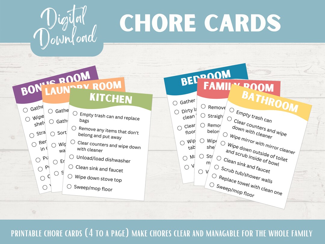Printable Chore Cards Bundle Digital Download Make - Etsy