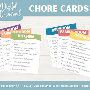 Printable Chore Cards Bundle | Digital Download | Make Cleaning Easy ...