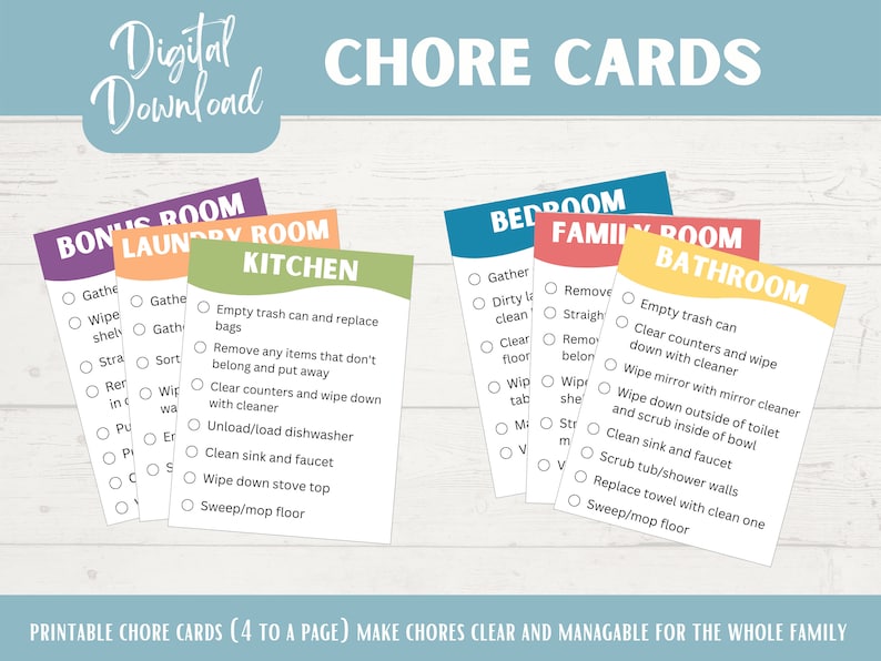 Printable Chore Cards Bundle | Digital Download | Make Cleaning Easy ...