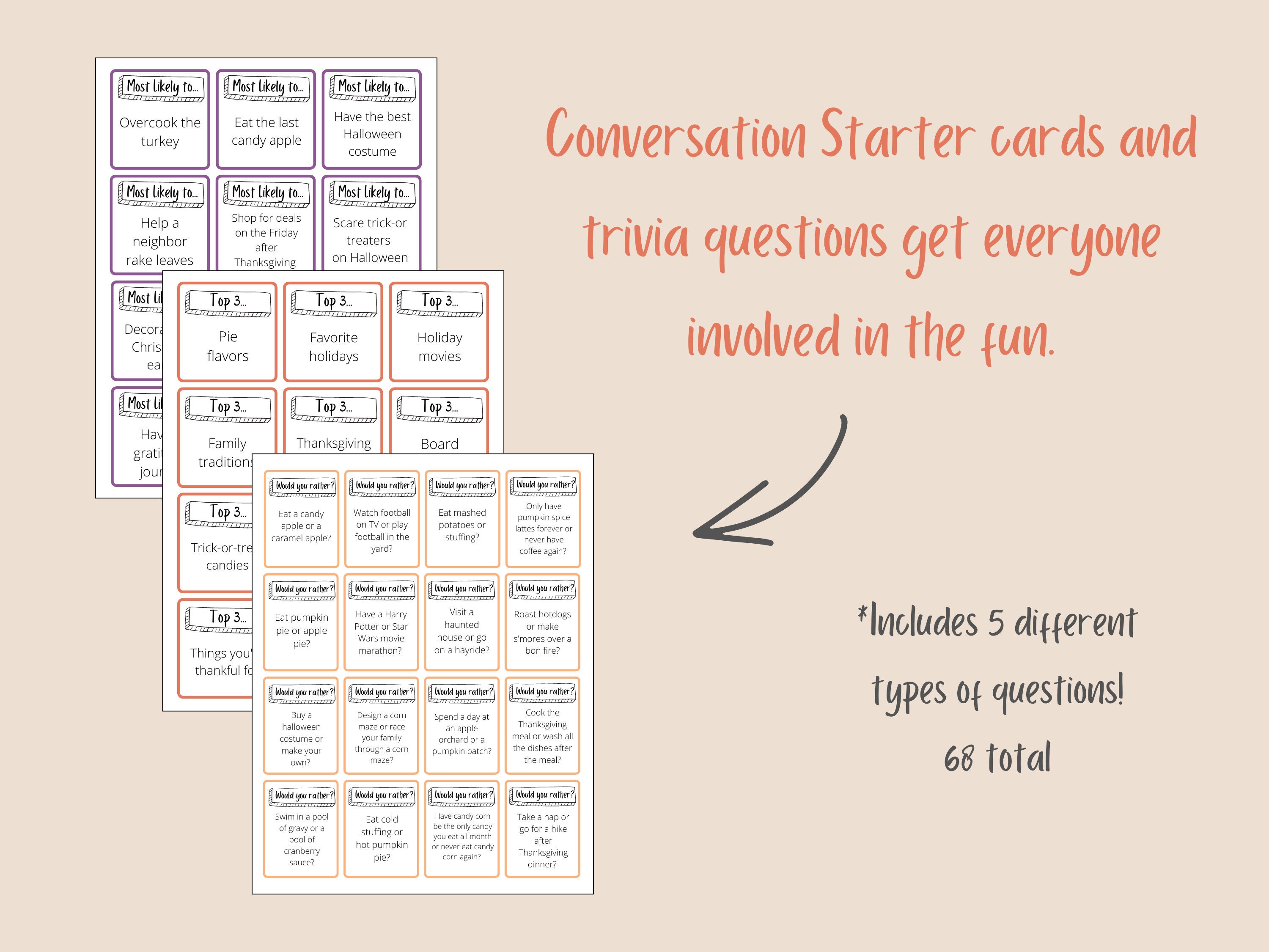 Thanksgiving Family Game Bundle | Family Game Night | Conversation ...