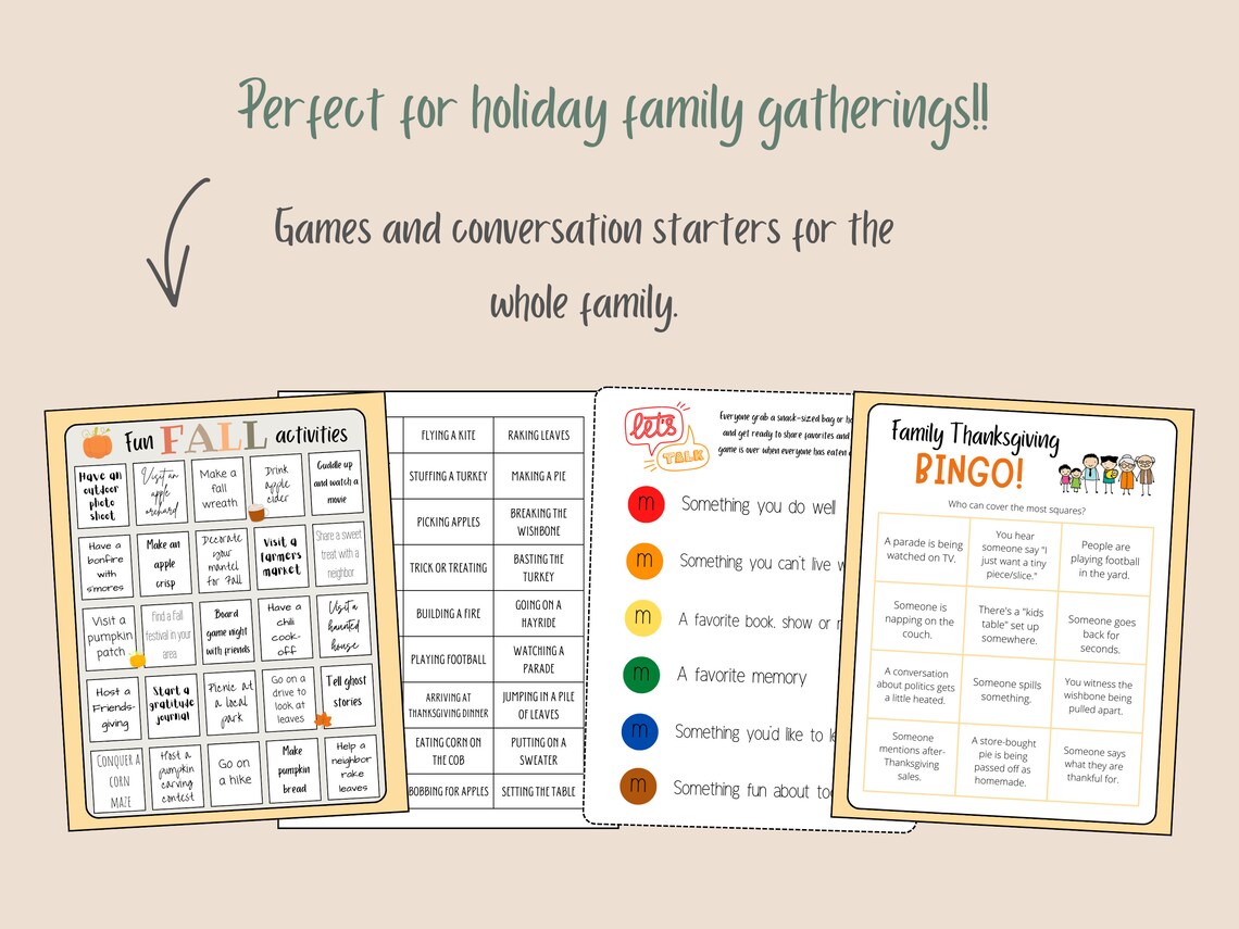 Thanksgiving Family Game Bundle | Family Game Night | Conversation ...