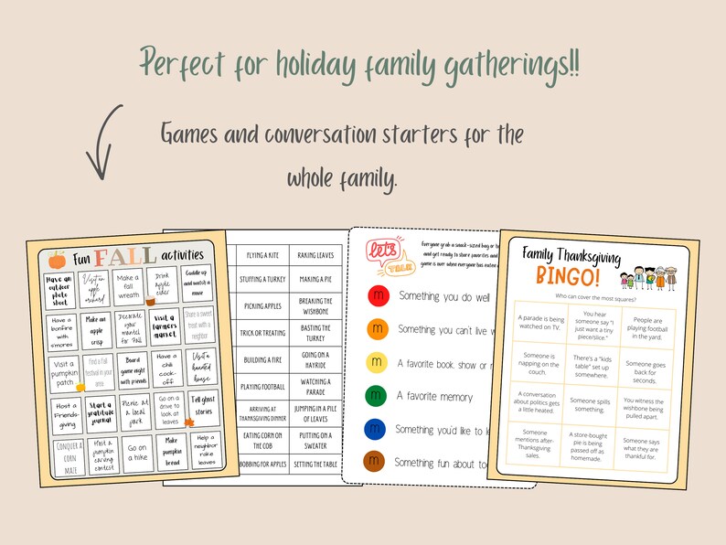 Thanksgiving Family Game Bundle | Family Game Night | Conversation ...