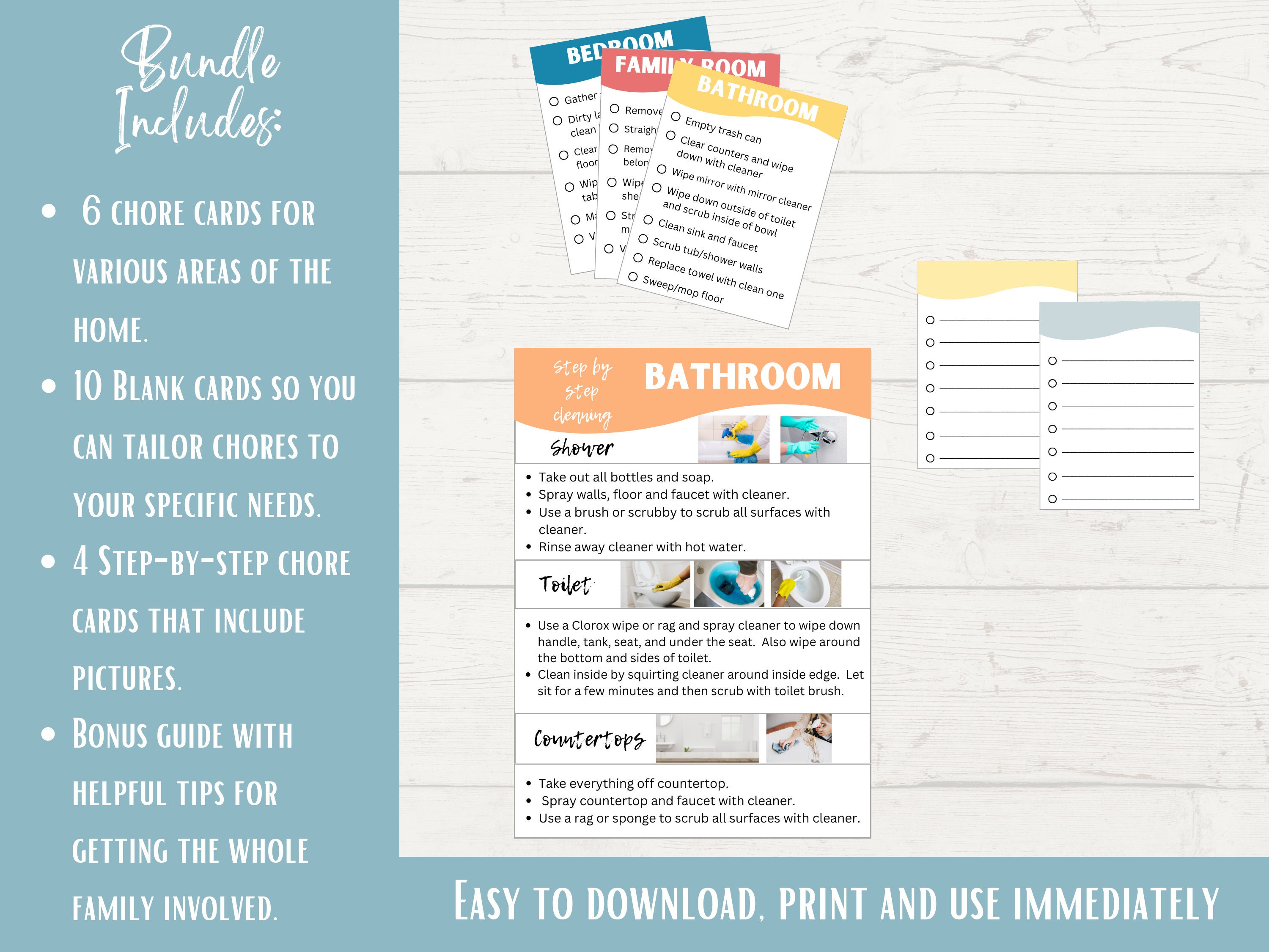 Printable Chore Cards Bundle | Digital Download | Make Cleaning Easy ...