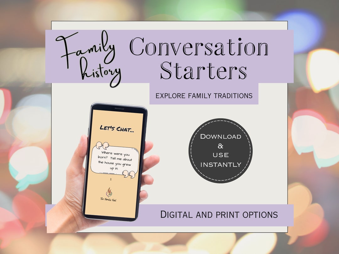 Conversation Starter Cards| Family History Questions| Discussion ...