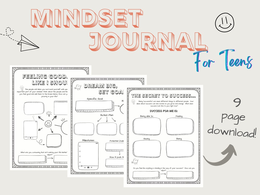 Mindset Journal | Teen Growth Mindset | Printable |gratitude Journal ...