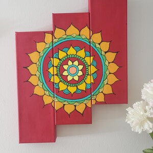 Mandala Art Set | Three-part Canvas | Abstract Acrylic Painting ...