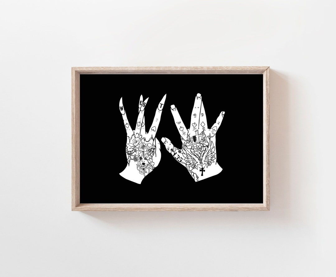 Westside Tattooed Hands Digital Art Download Printable Wall Art Black ...