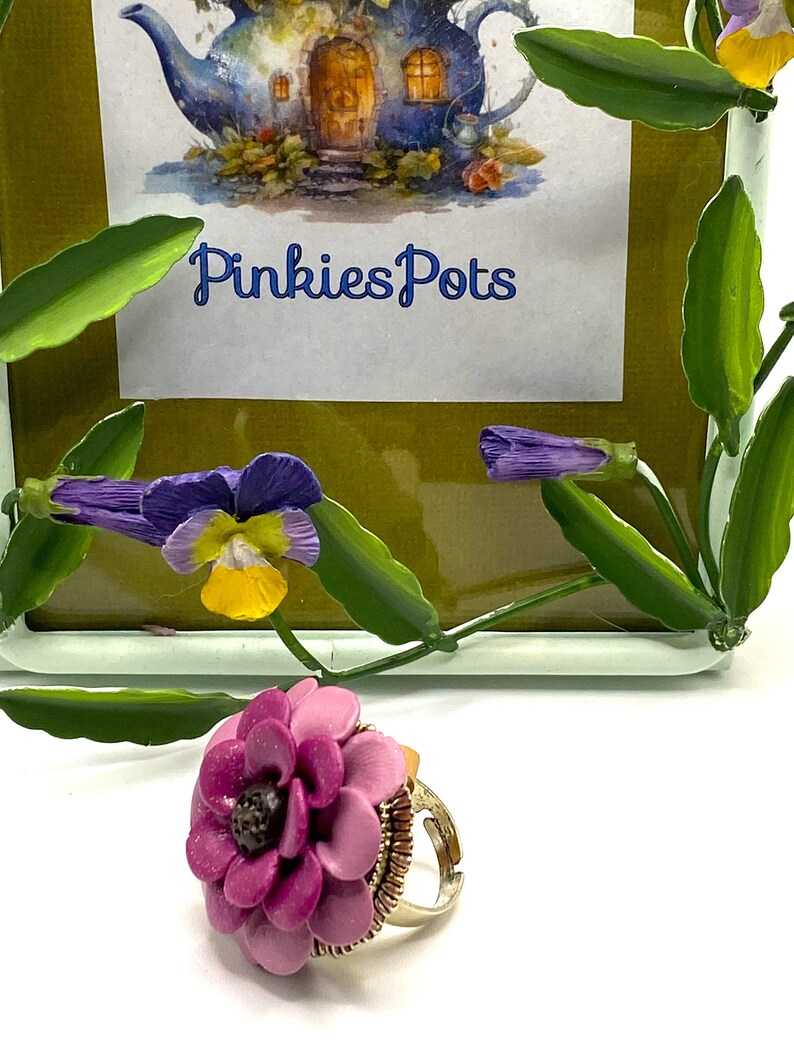 Gerber Flower Inspired Polymer Clay Statement Ring - Etsy