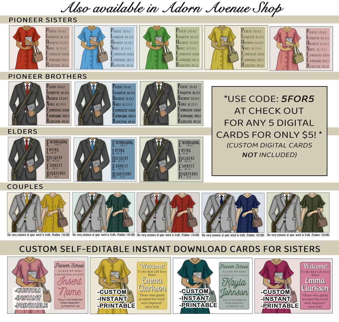 Pioneer School Gift Card, JW Printable Gifts 2024 Instant Digital Cards ...