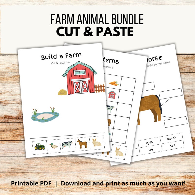 Preschool + Kindergarten Farm Animal Bundle, Activity Worksheets ...