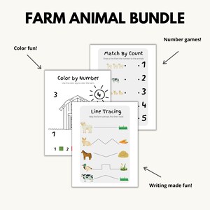 Preschool + Kindergarten Farm Animal Bundle, Activity Worksheets ...