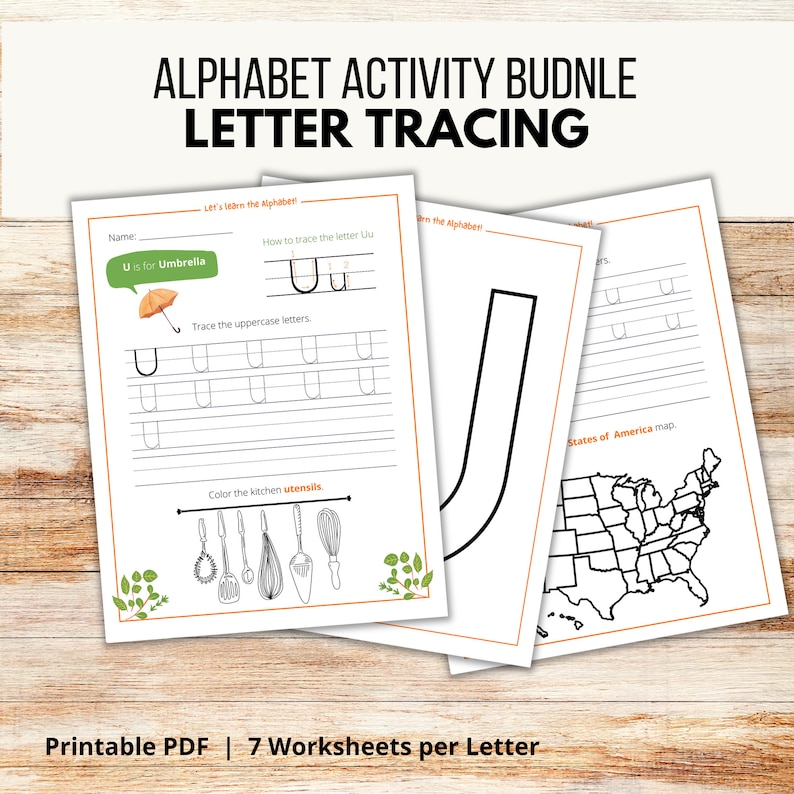 Preschool + Kindergarten Alphabet Bundle, Activity Worksheets, Coloring ...