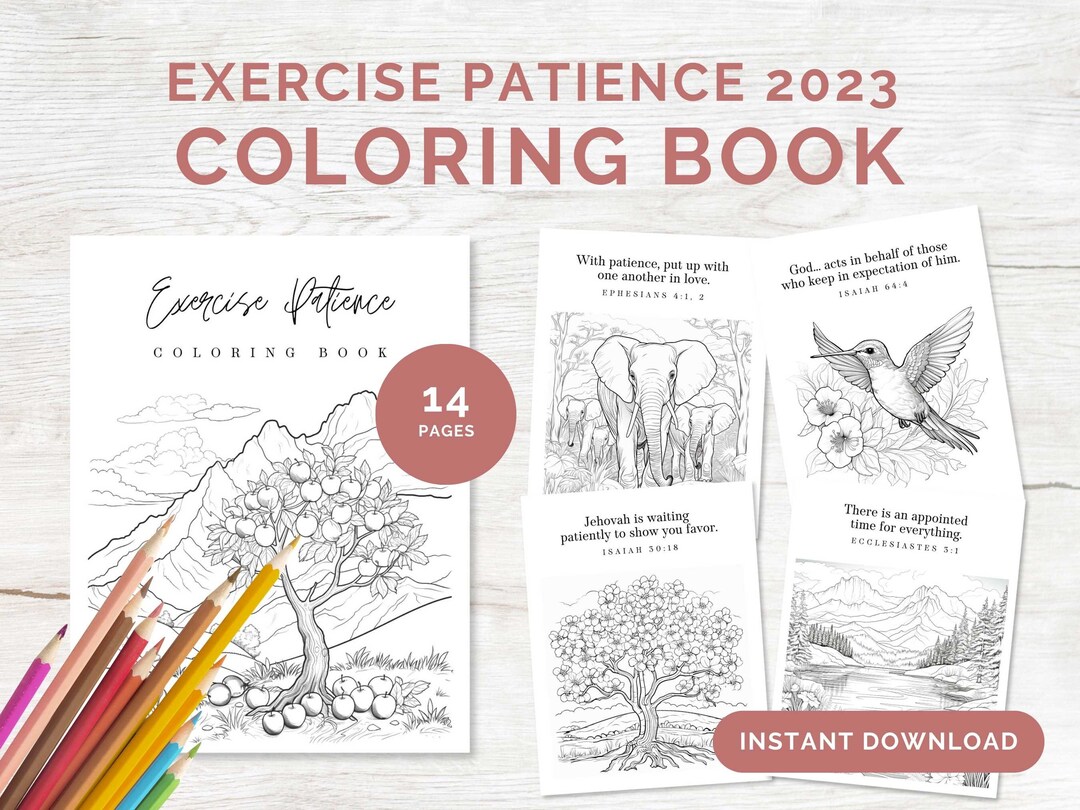 JW Exercise Patience 2023 Coloring Book for Teens & Adults 14 Printable ...