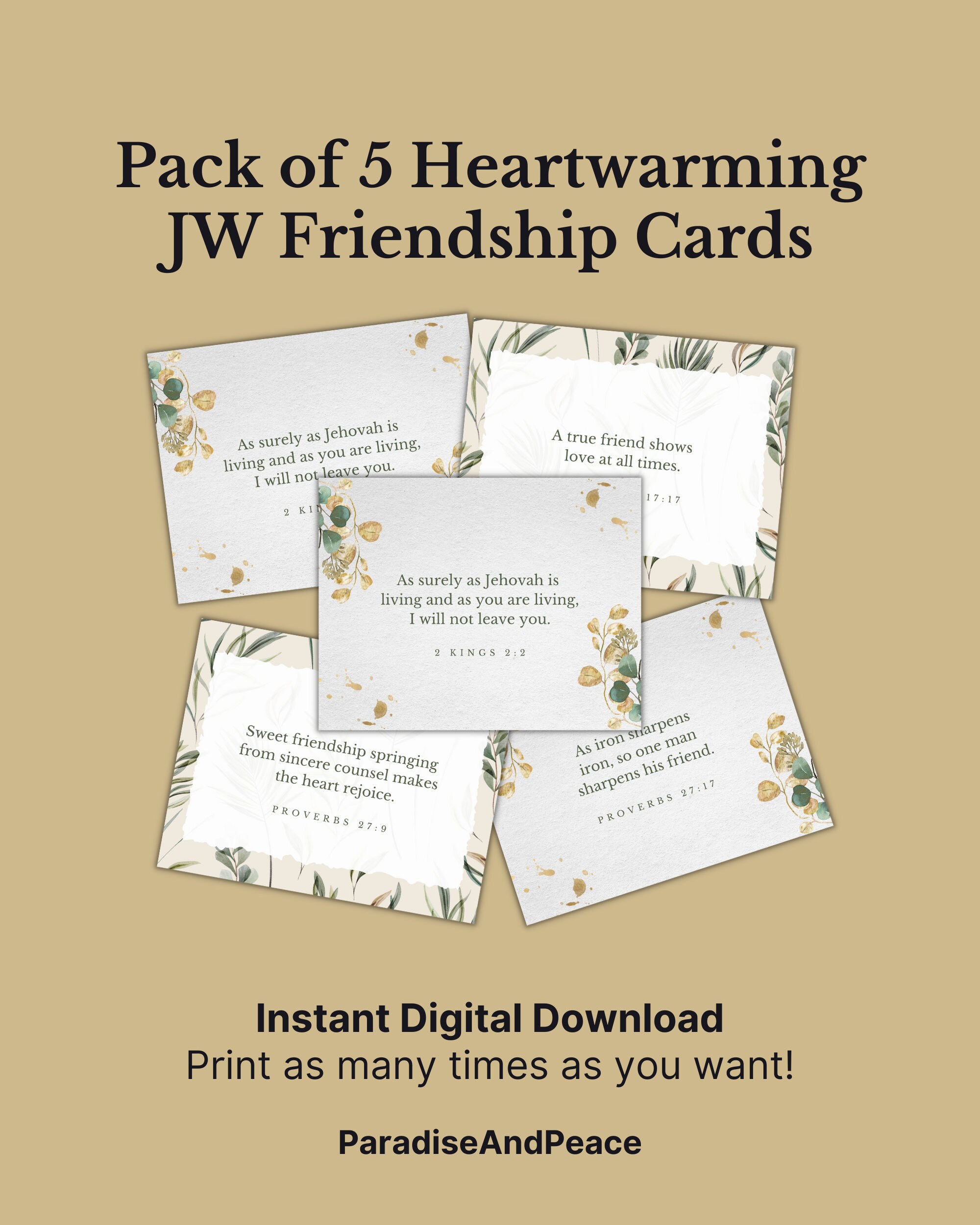Friendship Scripture Cards Pack of 5 Digital Printable Thank - Etsy