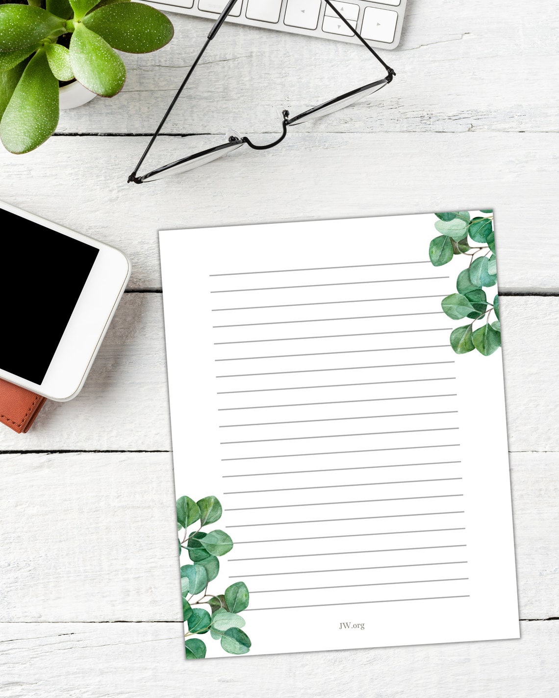 JW Watercolor Leaves Letter Writing Paper Printable - Etsy